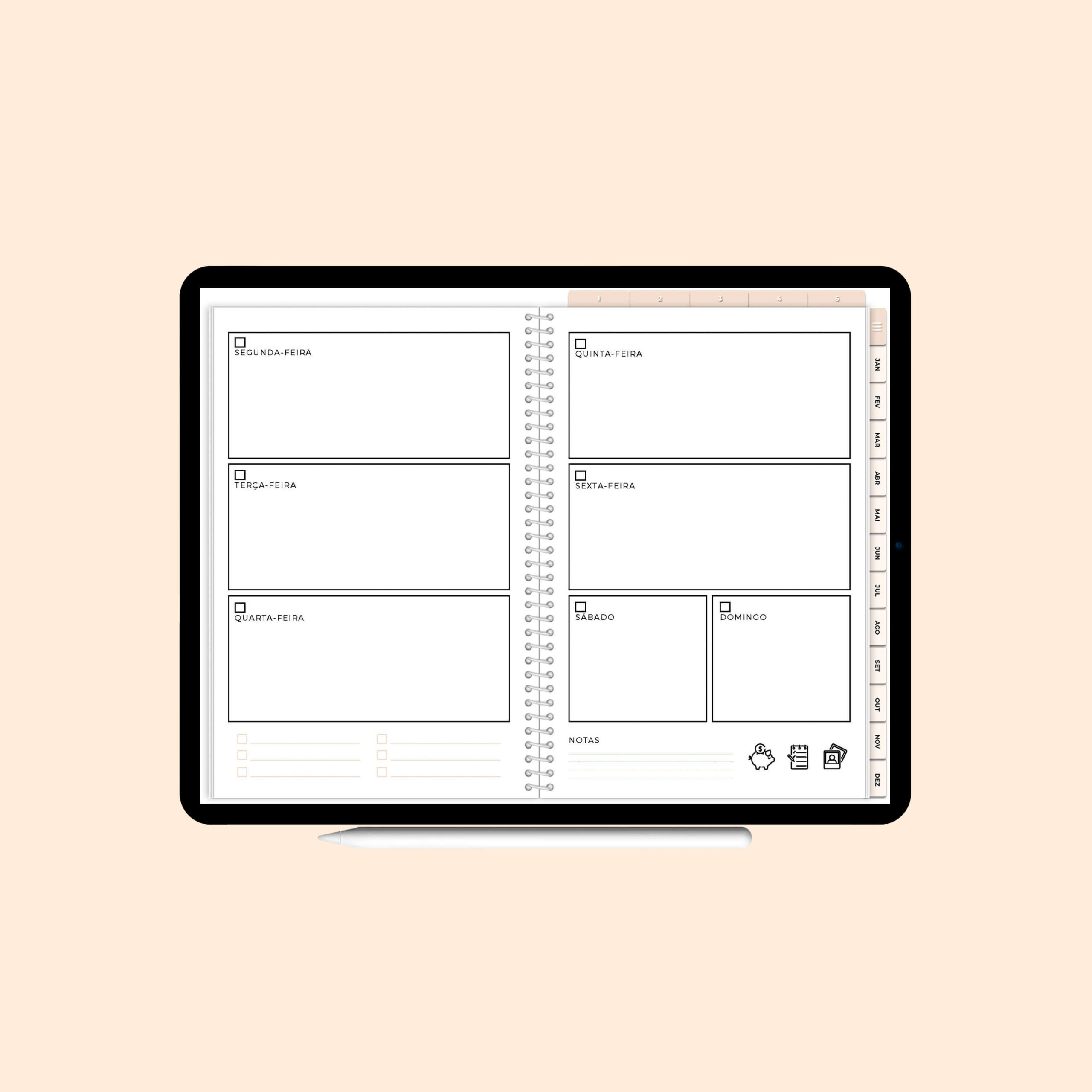 Planner Digital Horizontal “Minimalist” NÃO DATADO com + de 10 SEÇÕES ...